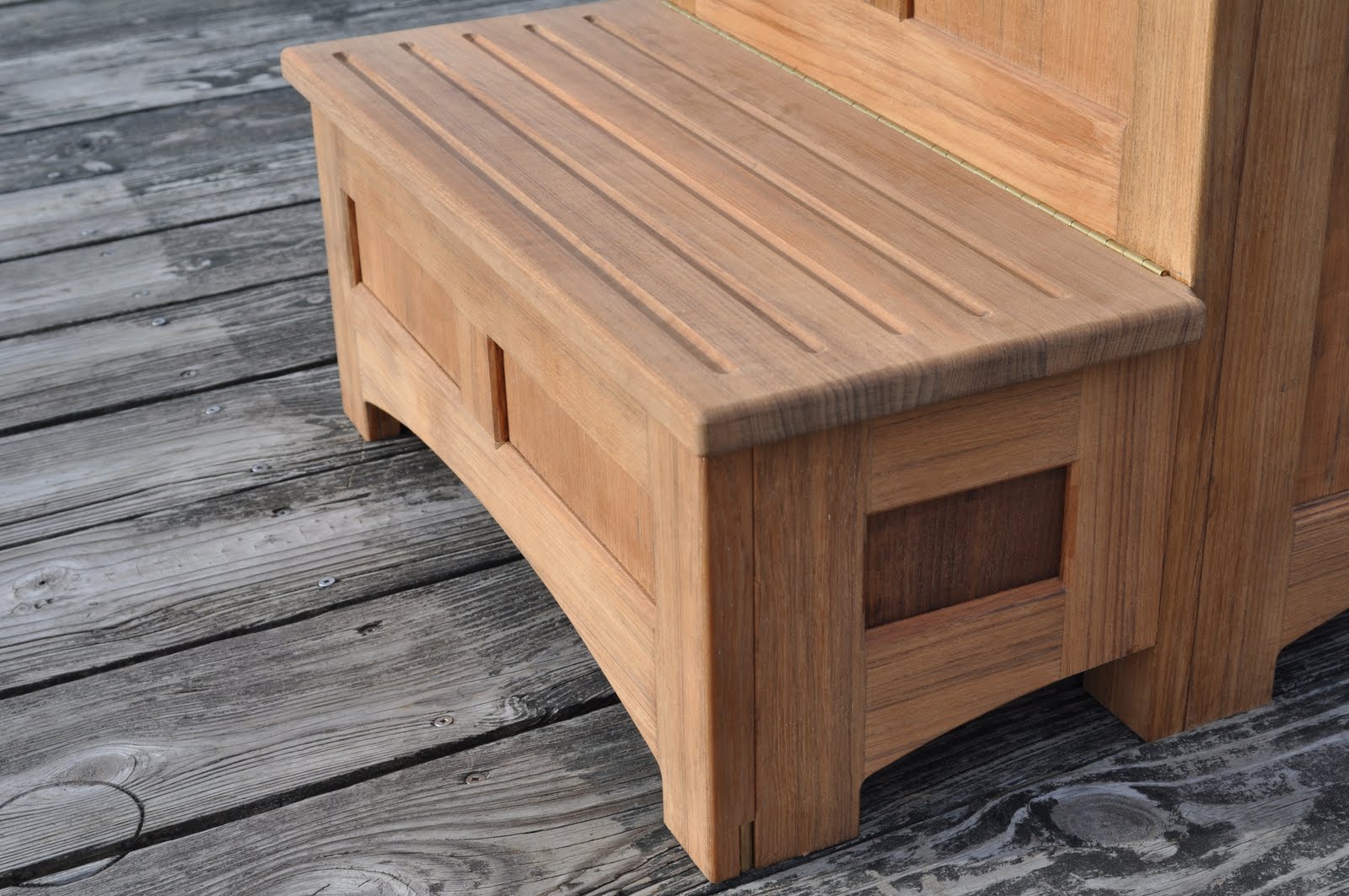 Folding Teak Dock Step